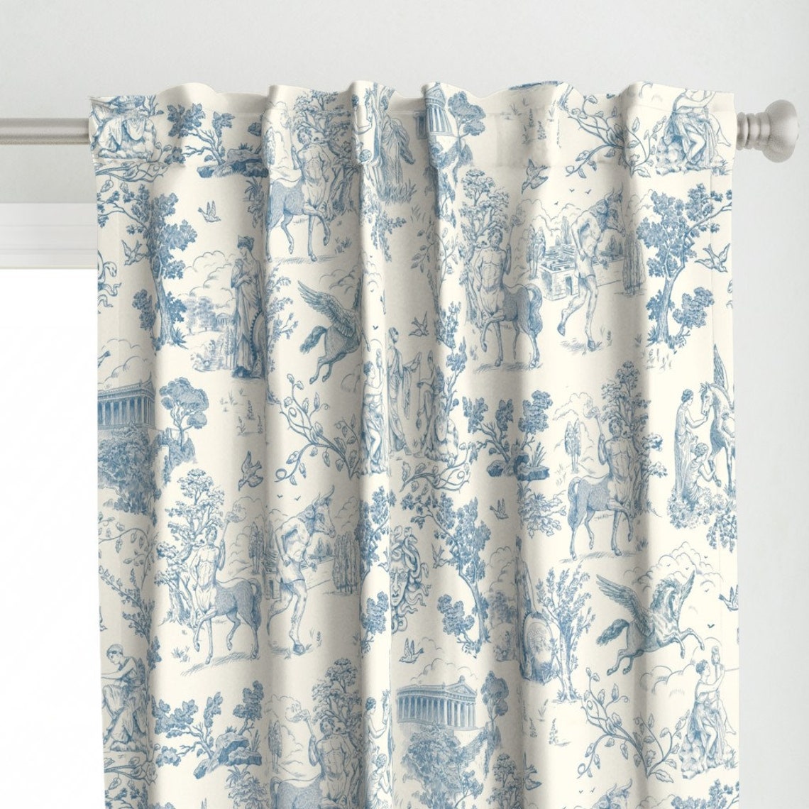 Ancient Greece Curtain Panel Greek Mythology Toile Blue by | Etsy