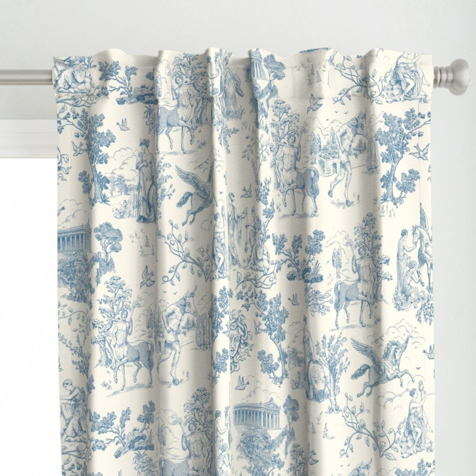 Ancient Greece Curtain Panel Greek Mythology Toile Blue by | Etsy