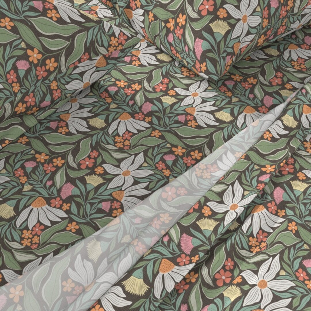 Leafy Botanical Sheets - Coneflower and Pink Thistle by Jacquelinehurd ...