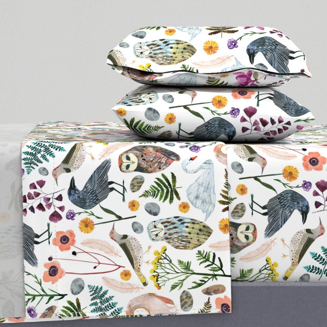 Flora and Fauna Sheets Lucid Dreams Mystic by Zoe_ingram Woodland Birds ...