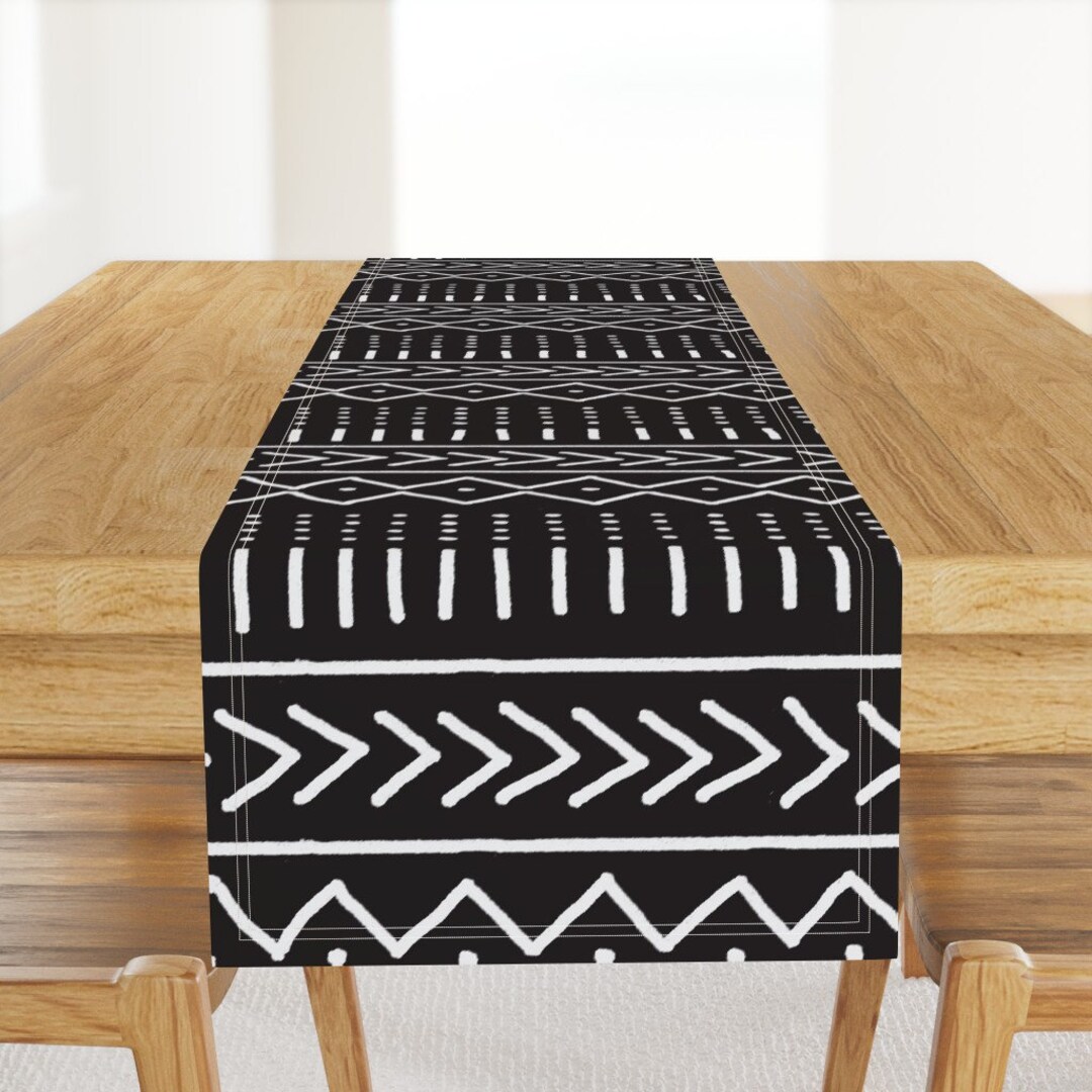 African Inspired Table Runner - Mudcloth Black by Curious_nook - Black ...