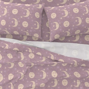 Boho Celestial Sheets Moons and Suns by Paisleyanddot_llc Mauve Beige ...