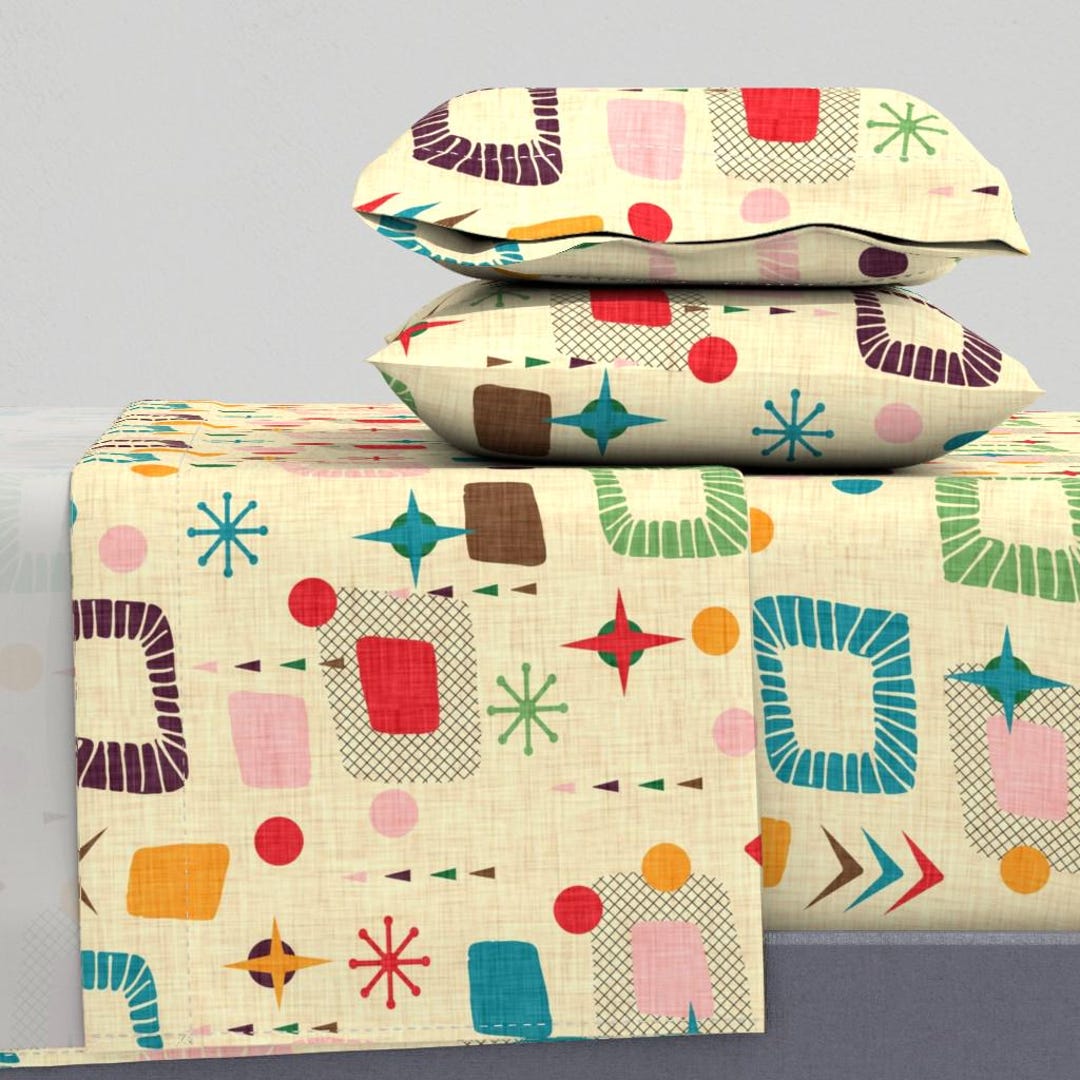 Retro Mod Sheets - 1950s Atomic Pattern by Bruxamagica - Mid Century ...