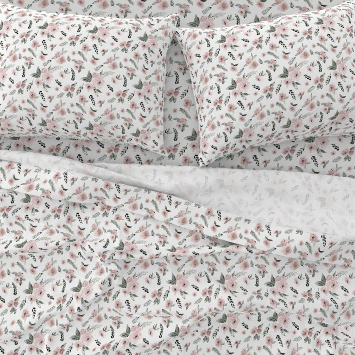 Blush Rose Sheets - Blush Floral by Northeighty - Rustic Floral Pale ...