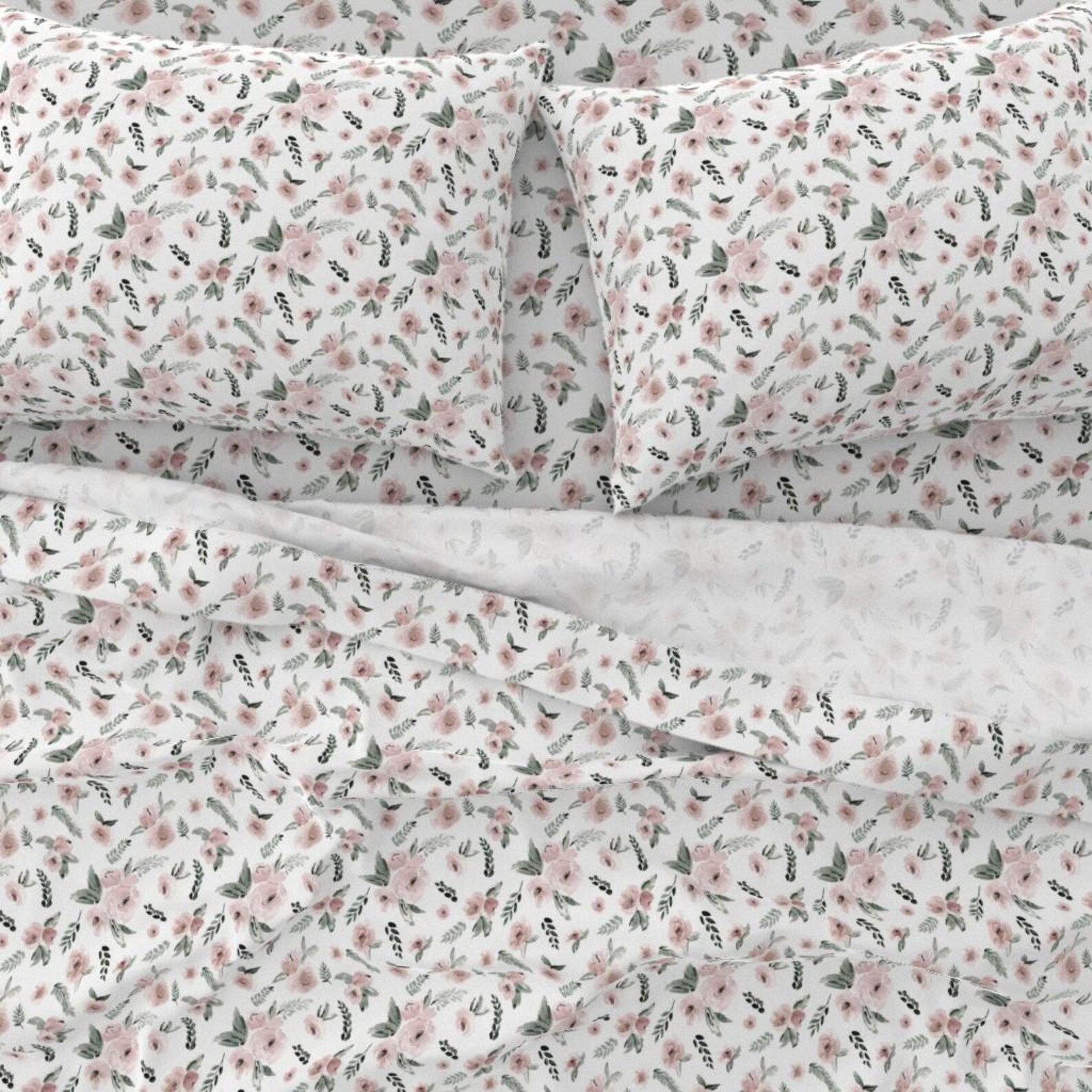 Blush Rose Sheets - Blush Floral by Northeighty - Rustic Floral Pale ...