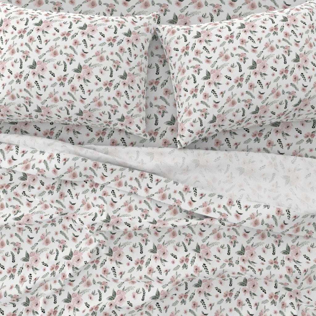 Blush Rose Sheets - Blush Floral by Northeighty - Rustic Floral Pale ...
