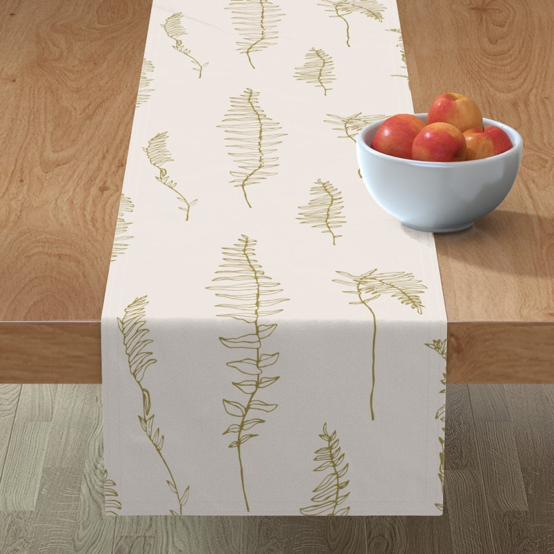 Botanical Table Runner Gold Fern on Warm Eggshell by - Etsy