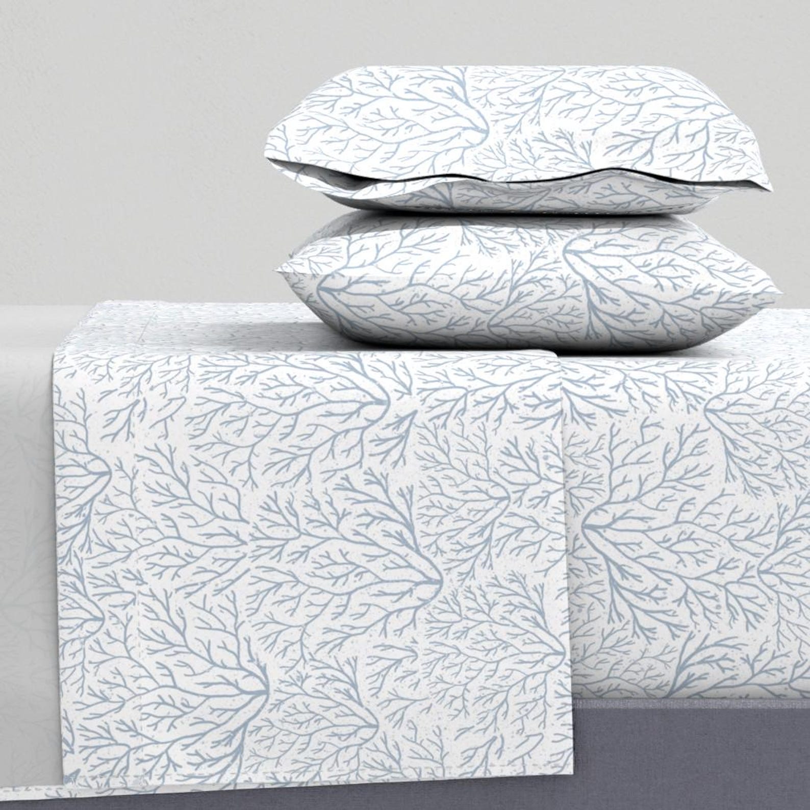 Coastal Blue Gray Sheets - Coral Reef by Kittenlane - Coral Reef Fan ...