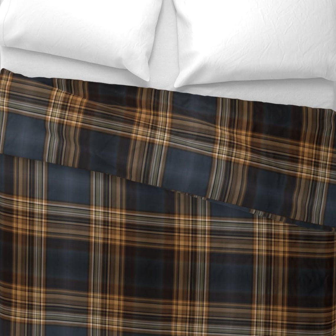 Blue Brown Tartan Bedding - Fine Line Plaid by Northern_whimsy ...