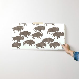 Brown Painted Bison Non-pasted Wallpaper Buffalo Herd Stampede - Taupe ...