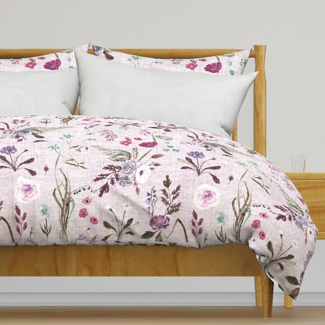 Floral Botanical Duvet Cover Jane Lavender by - Etsy