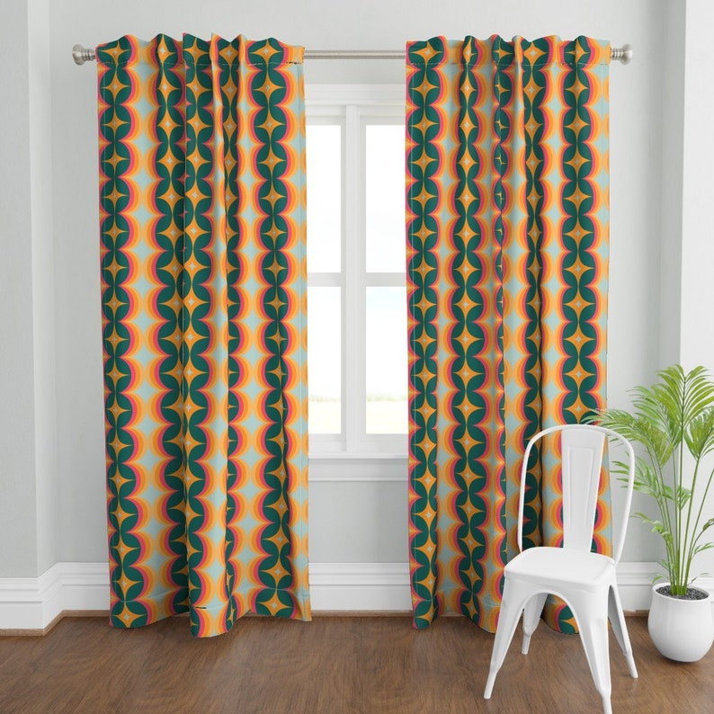 Vintage Stripe Curtain Panel 70's Retro by - Etsy