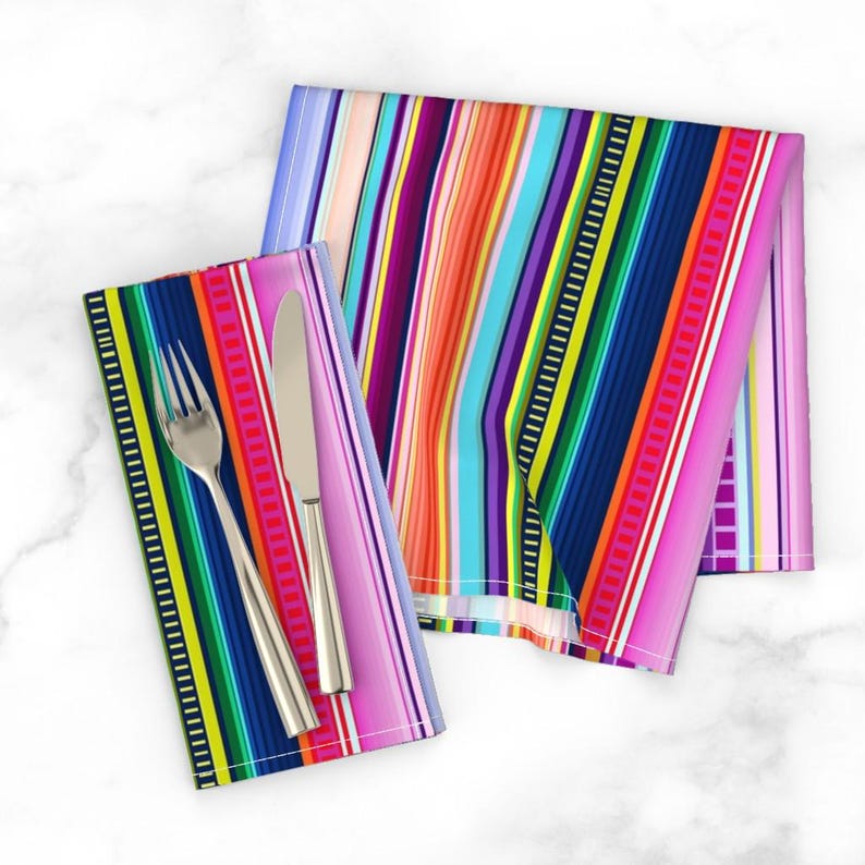 Colorful Stripes Dinner Napkins Set of 2 - Serape Inspired Mexican ...