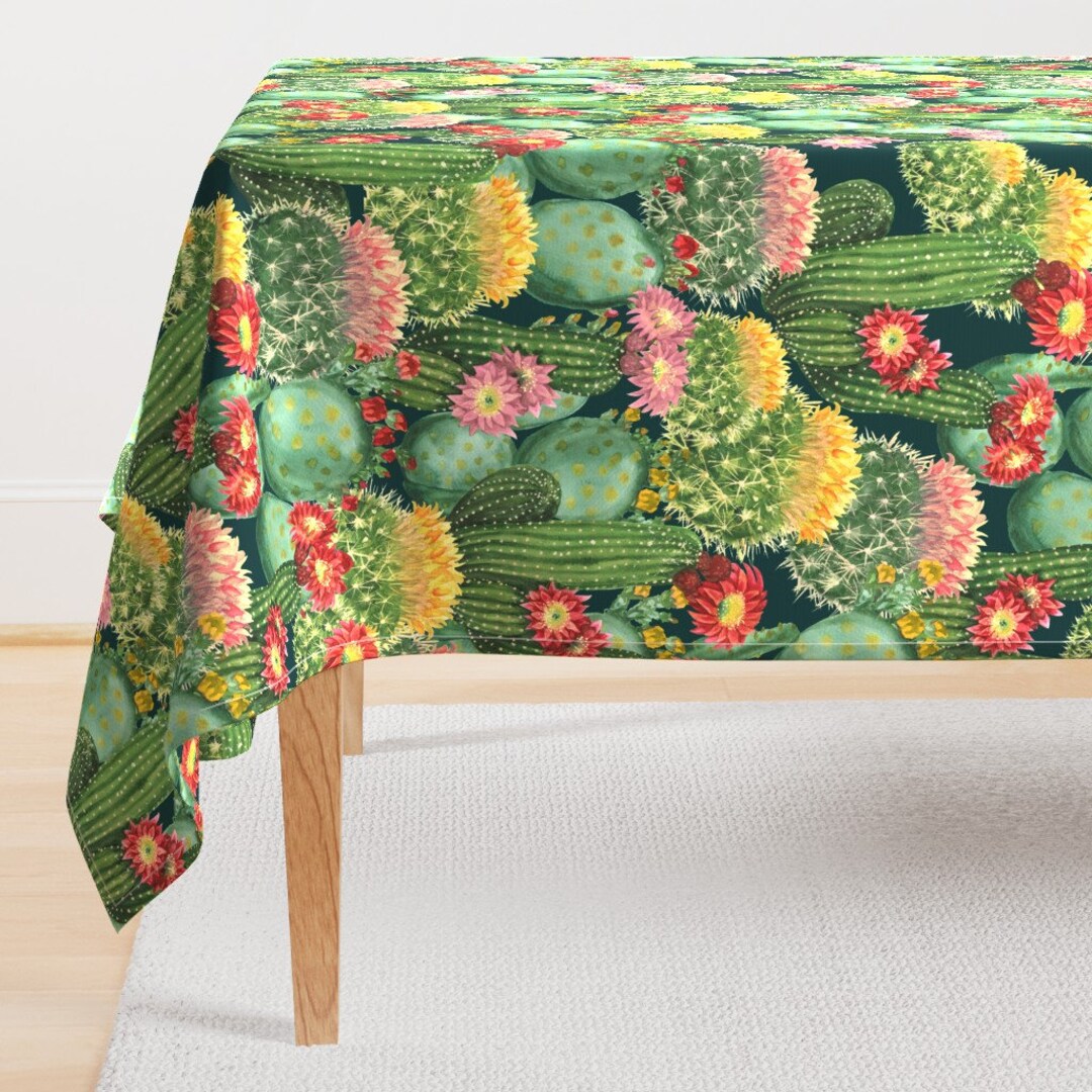 Succulent Tablecloth Tropical Cactus Flowers by Sveta_aho Desert Floral ...