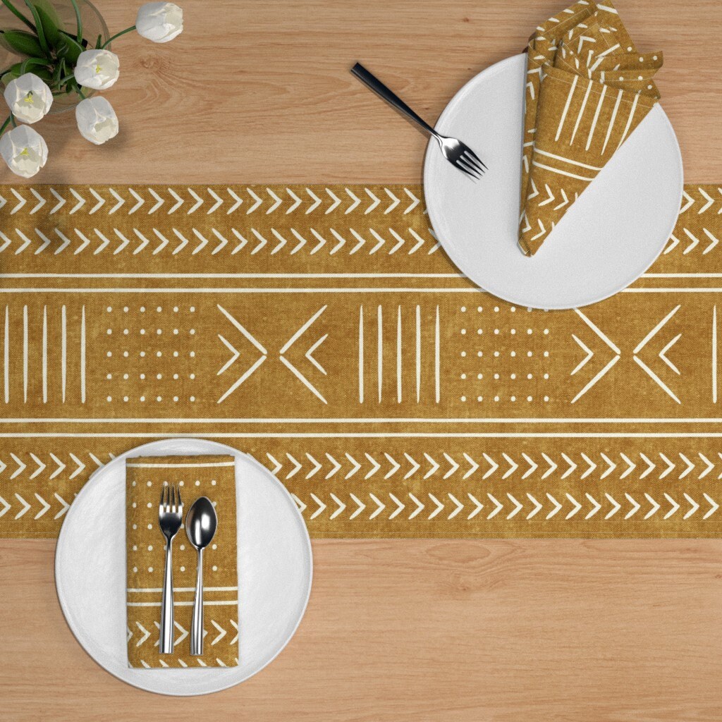 Geometric Stripe Table Runner Mustard Mudcloth by | Etsy