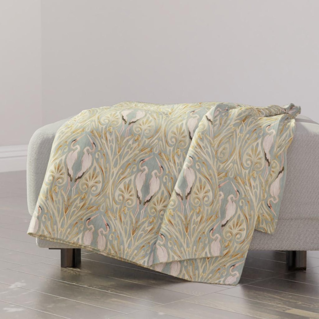 Art Nouveau Throw Blanket - Herons Egrets Elegant Traditional Whooping ...