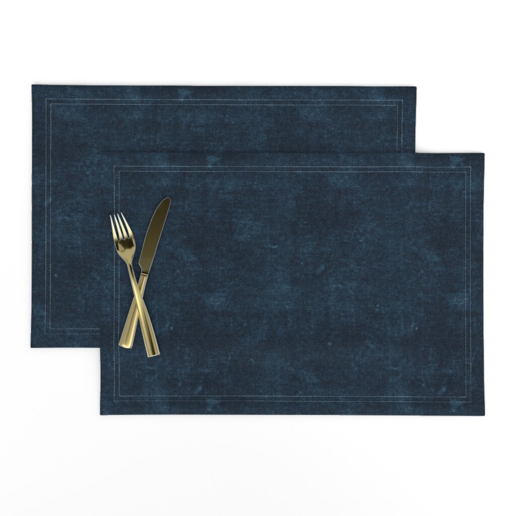 Distressed Blue Placemats set of 2 Solid Dark Blue by - Etsy