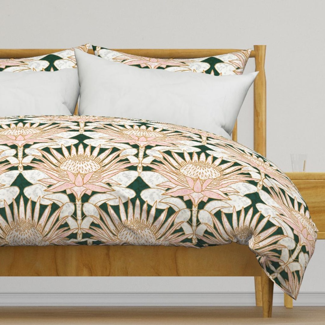 Art Deco Bedding - Protea Art Deco by Helenpdesigns - Marble Look Art ...