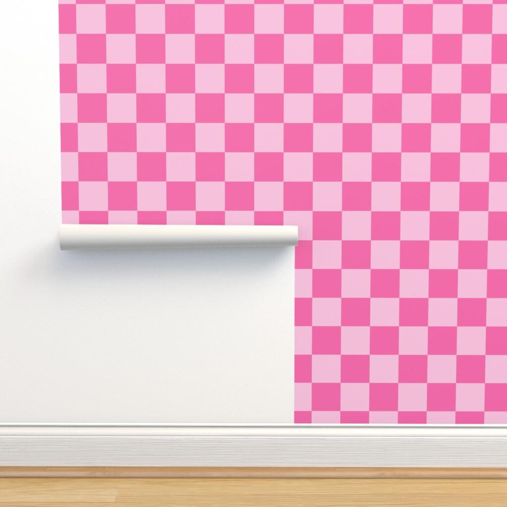 Bright Retro Check Non-pasted Wallpaper Bubblegum Hot Pink - Pink ...