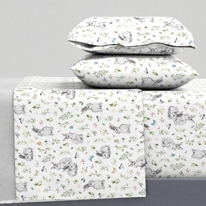 Flower Bunnies Sheets Spring Watercolor Bunny by - Etsy