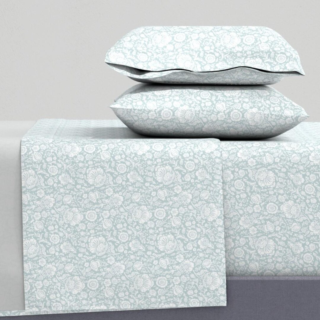 Vintage Blue Floral Sheets - Floral Spring by Moon_up_studio - Light ...