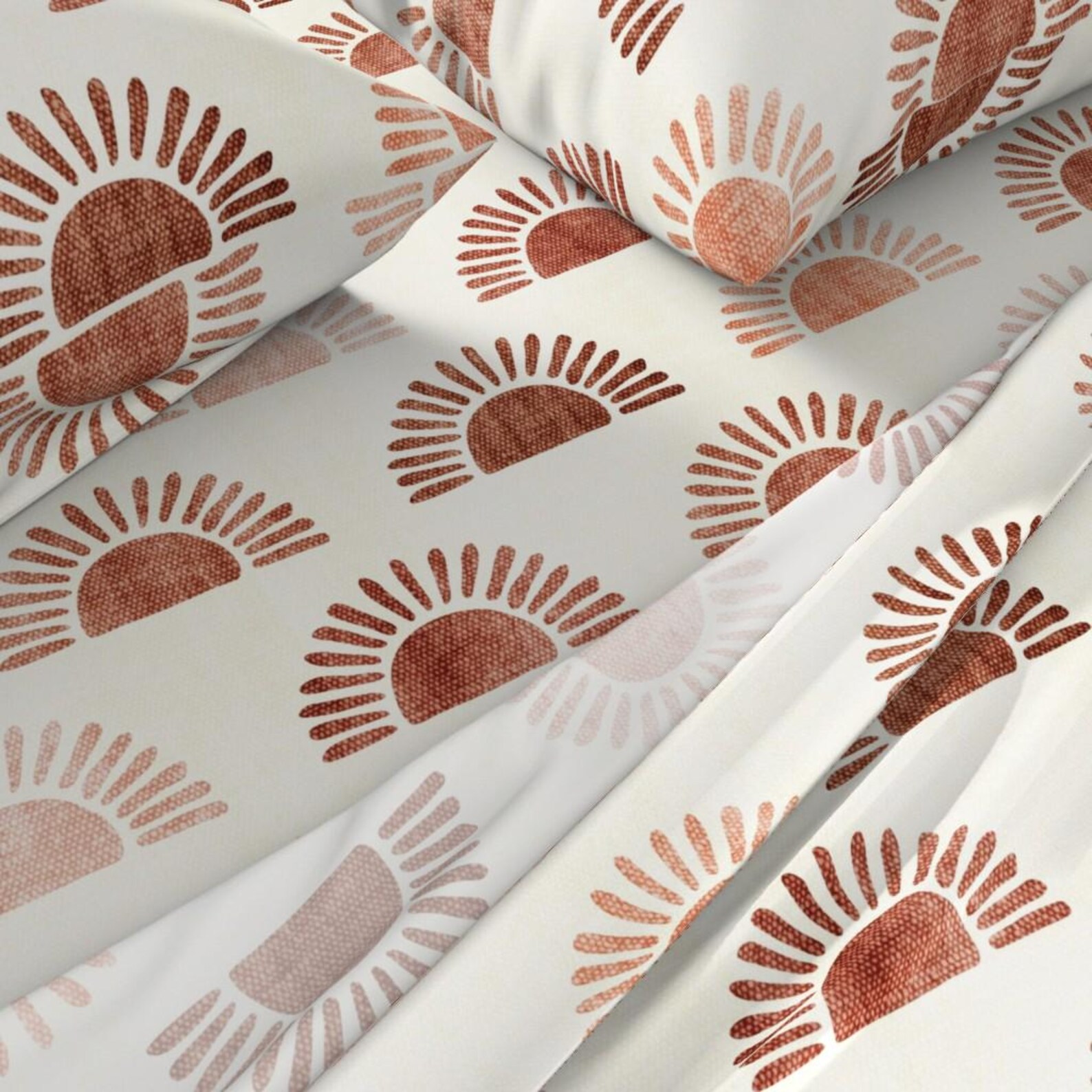Terra Cotta Rust Sheets - Sunshine Block Print by Littlearrowdecor ...