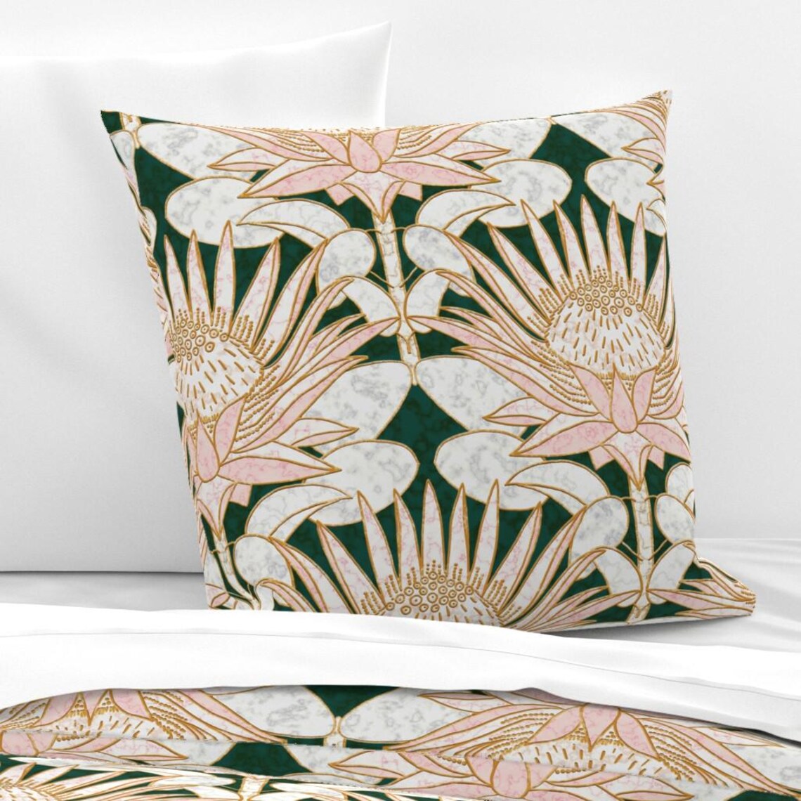 Art Deco Bedding - Protea Art Deco by Helenpdesigns - Marble Look Art ...