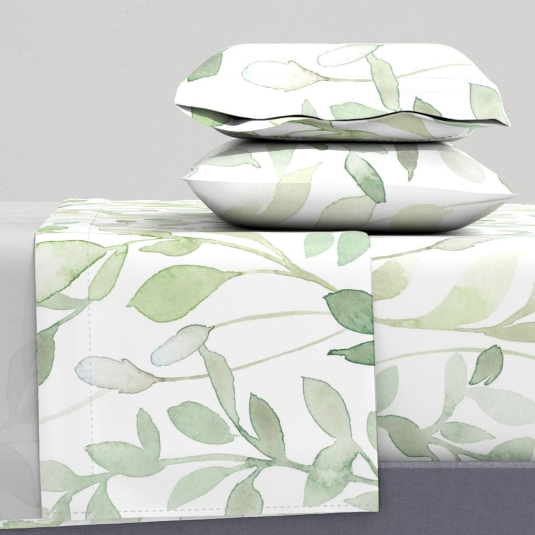 Watercolor Botanical Sheets - Leaves in Green by Lolahstudio - Light ...