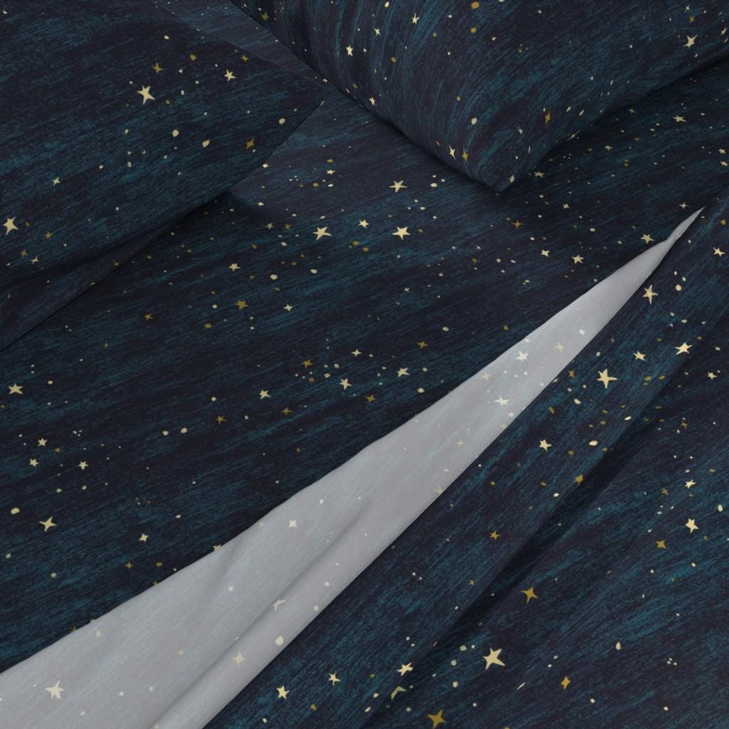 Nighttime Stars Sheets - Night Sky Stars Midnight Blue by At_the ...