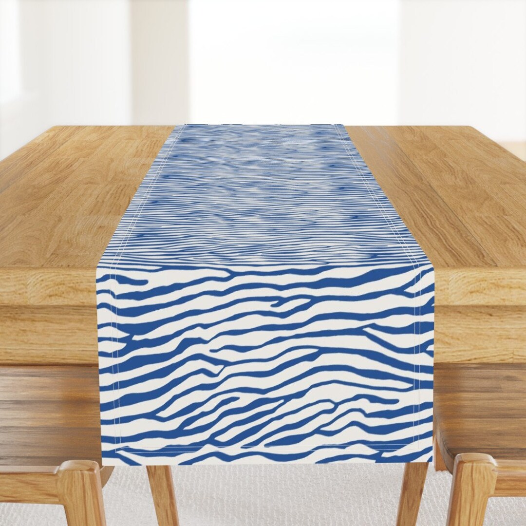 Blue Zebra Stripe Table Runner - Brackenbury Beach by Danika_herrick ...