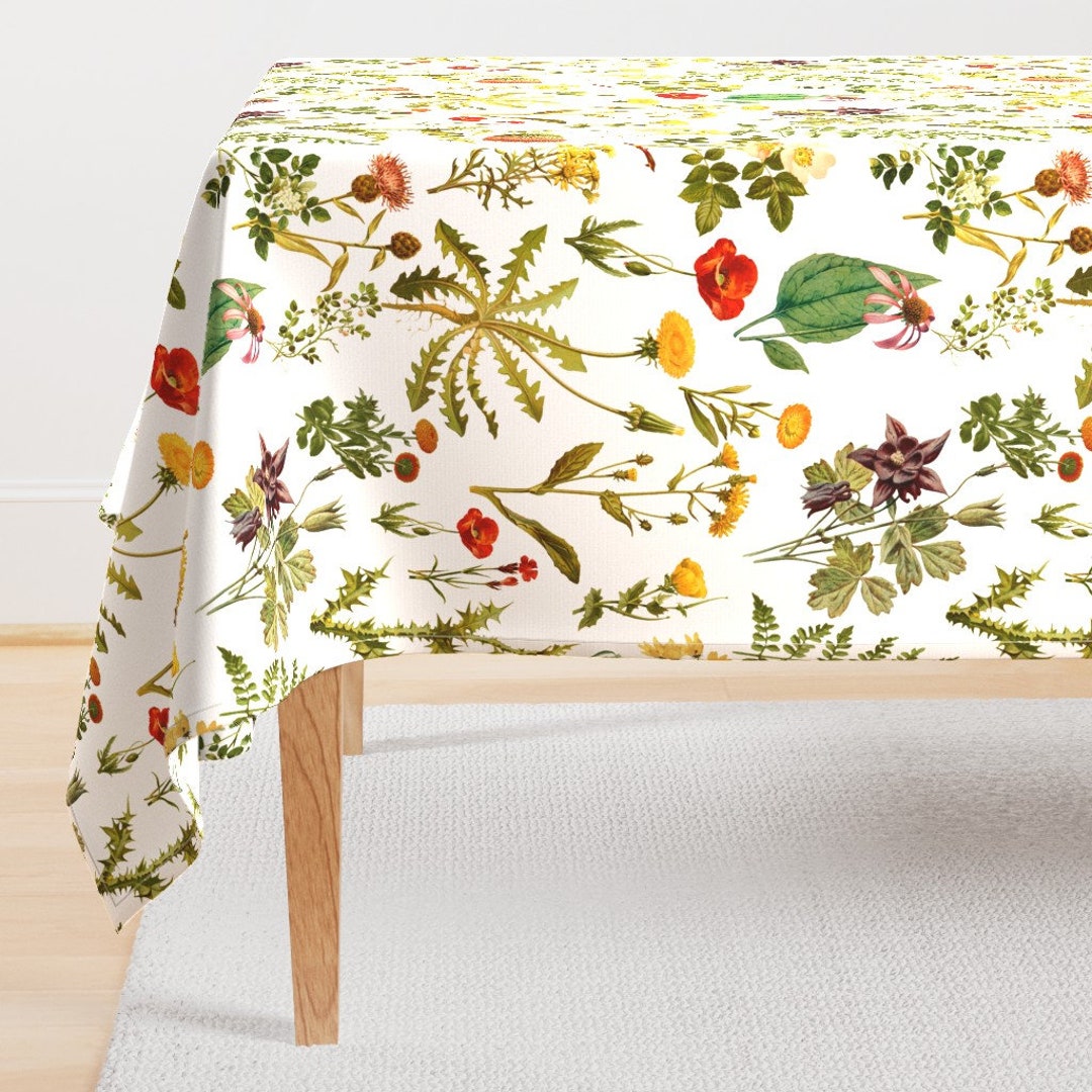 Wildflower Tablecloth Vintage Botanical Wildflowers by Redbriarstudio ...