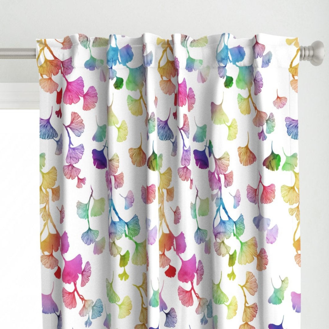 Watercolor Ginkgo Curtain Panel Ginkgo Leaves Rainbow by - Etsy