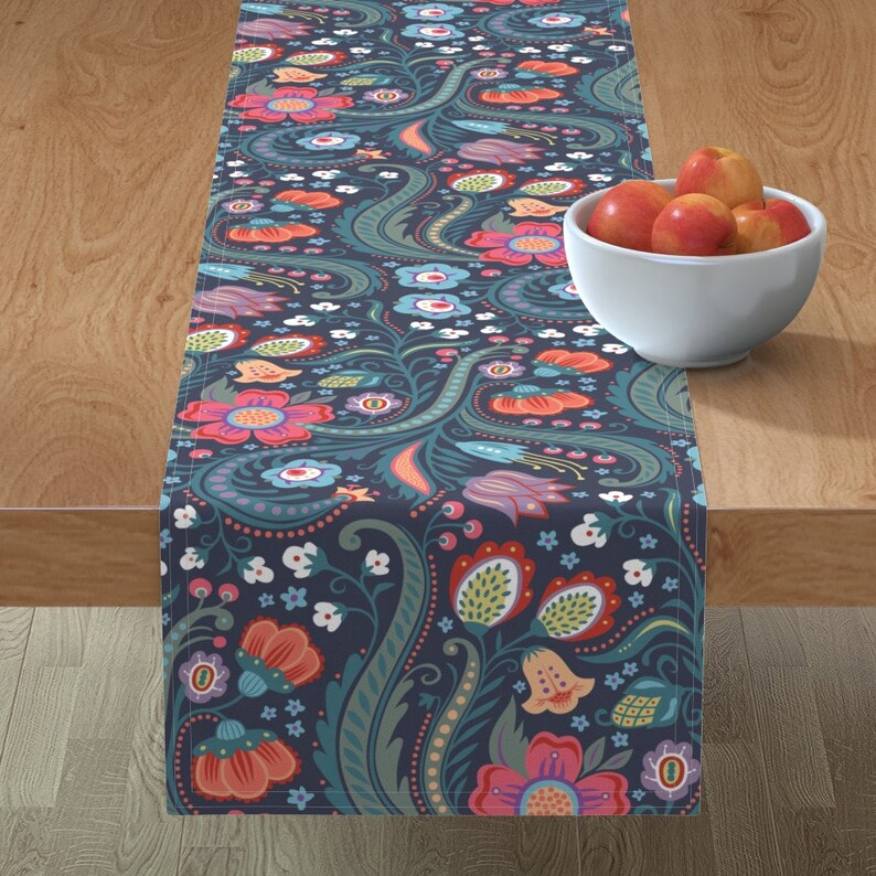 Scandi Floral Table Runner Skandelska by Kokara Bright - Etsy
