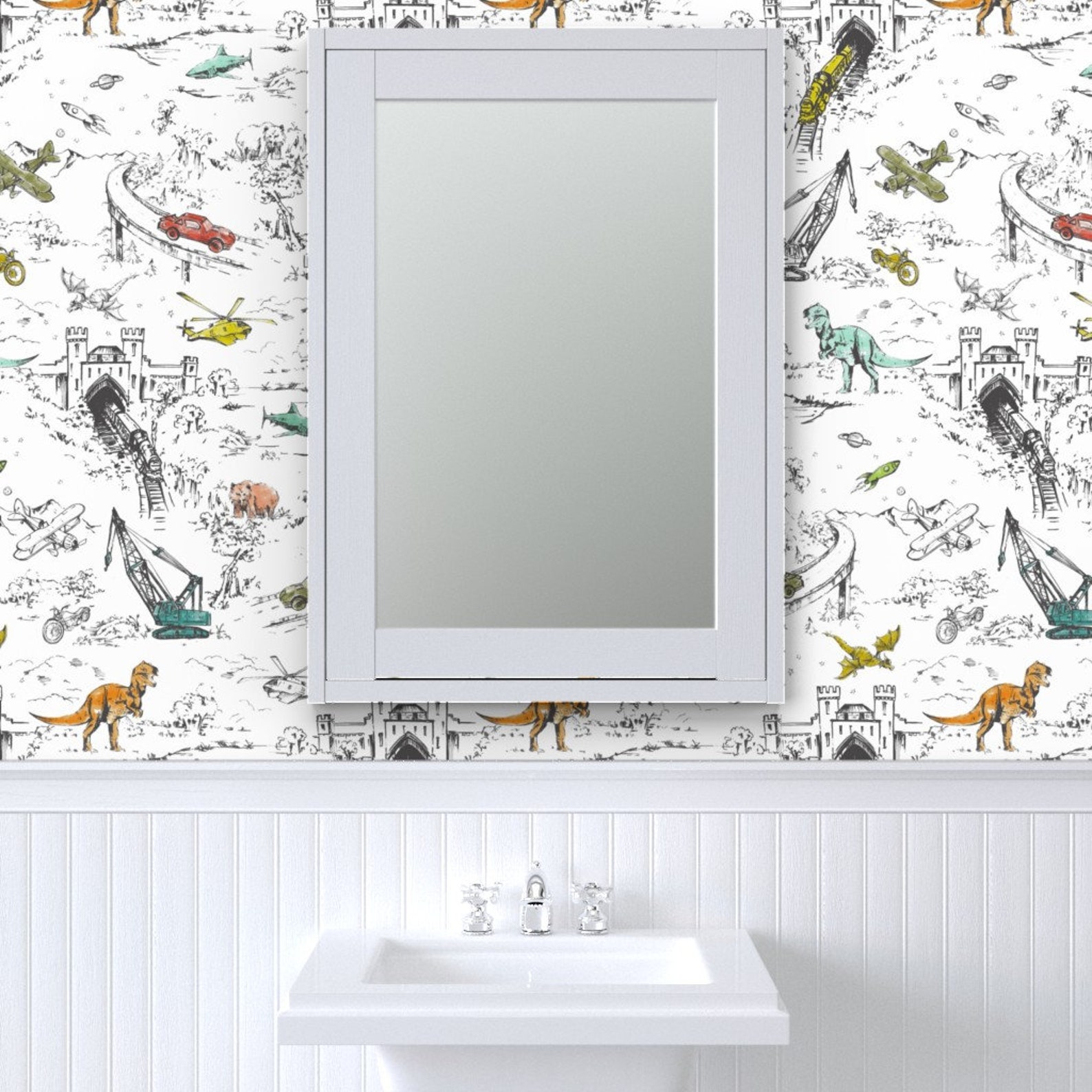 Imagination Toile Non-pasted Wallpaper Bright Pastel Fun Fantasy ...