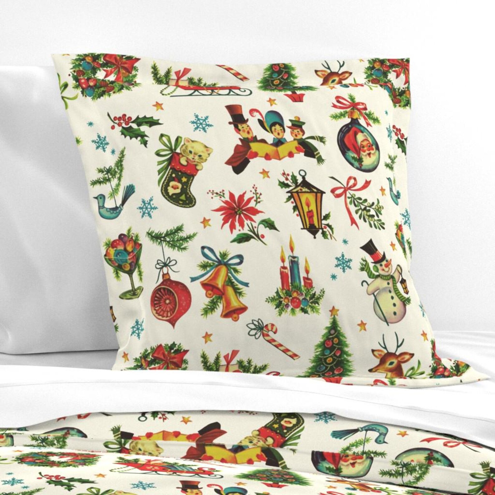 Vintage Christmas Bedding - Retro Christmas by Red_raspberry_design ...
