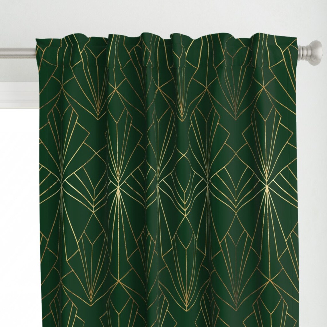 Glamorous 1920s Curtain Panel Art Deco on Emerald by - Etsy