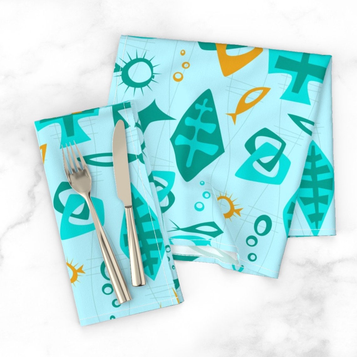 Mid Century Modern Dinner Napkins set of 2 Mod Pacific by - Etsy