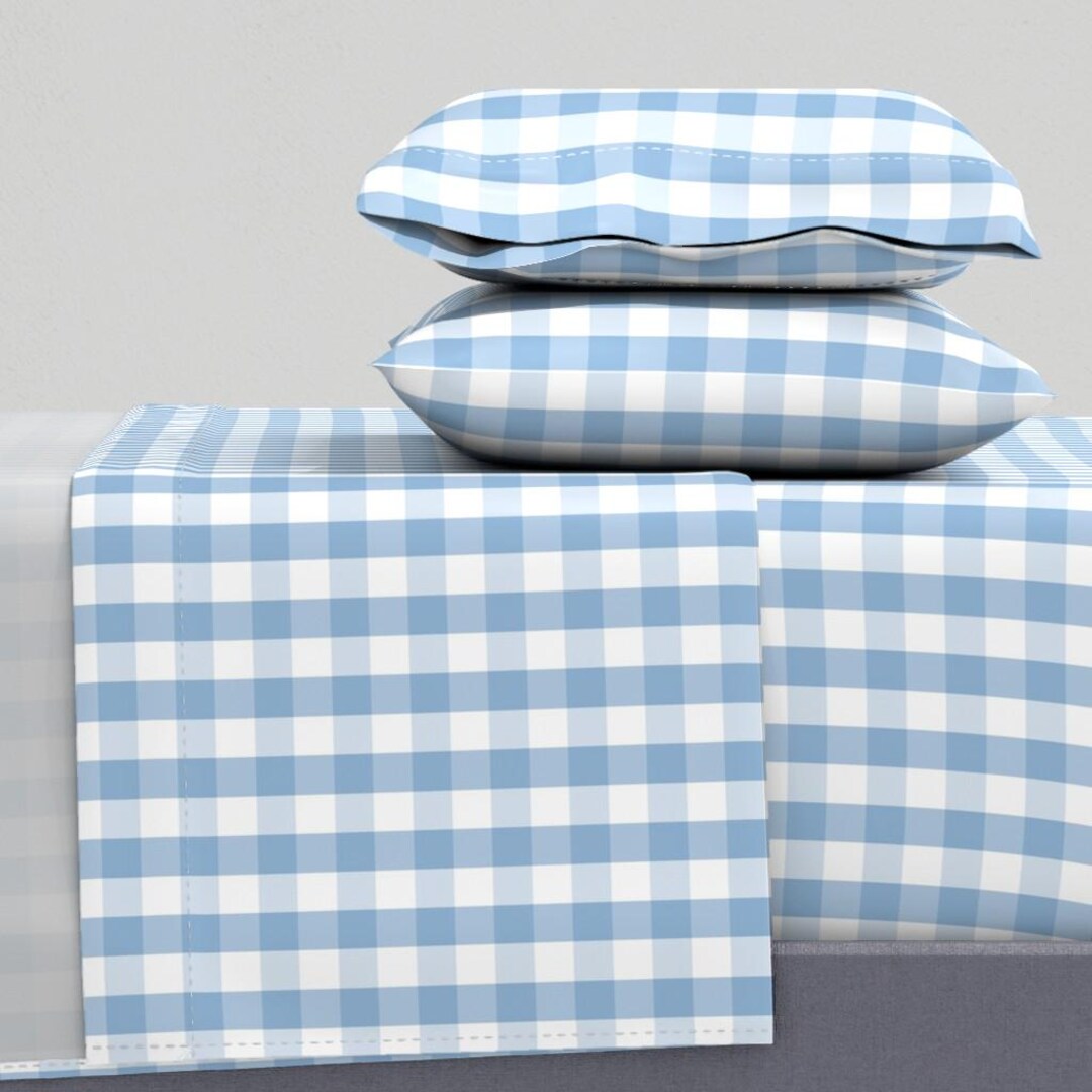 Pastel Blue Gingham Sheets - Airy Blue Check by Paper_and_frill ...
