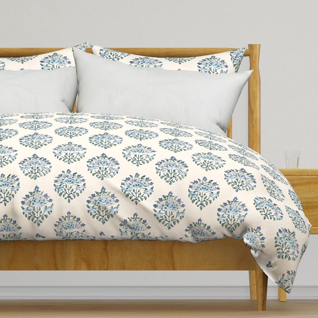 Periwinkle Bedding - Handblock Medallion by Whitneyenglish - Cornflower ...