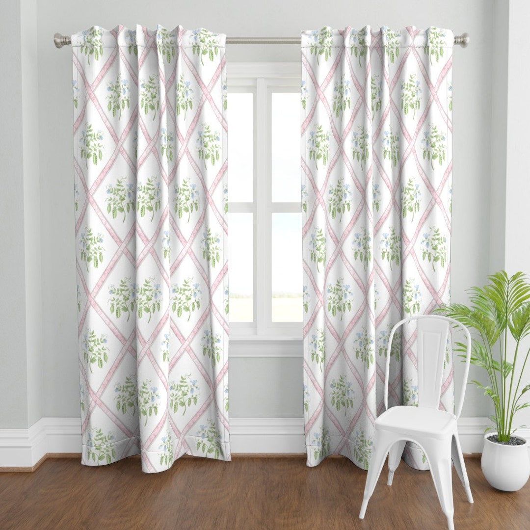 Pink Trellis Curtain Panel Eloise by Danika_herrick - Etsy