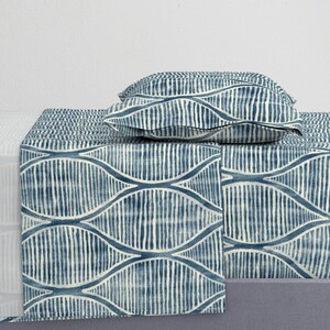 Boho Blue Grey Sheets - Cream Linework Ogee by Micklyn - Modern Ogee ...