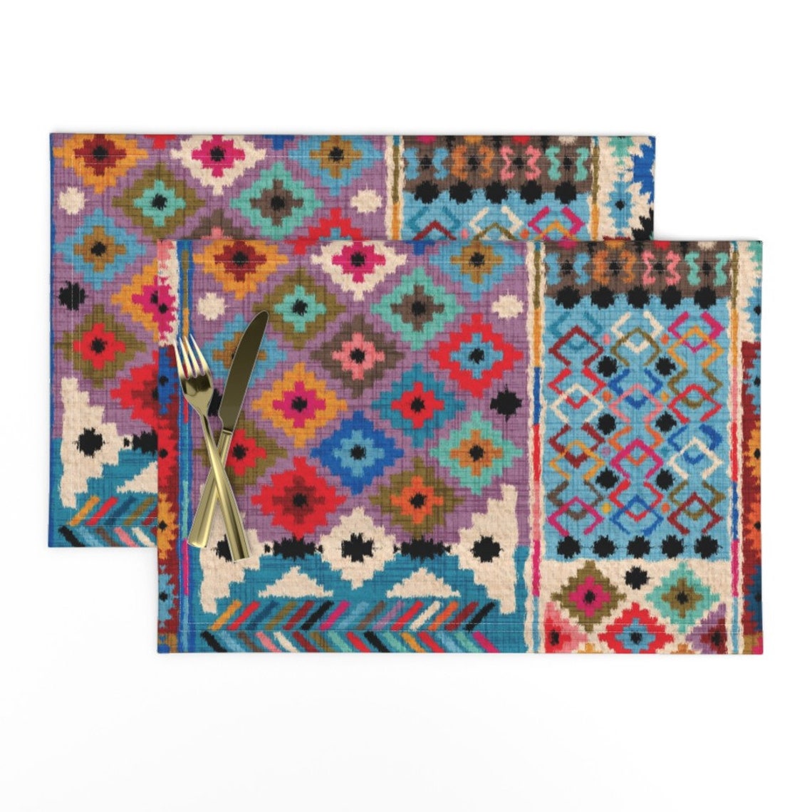 Modern Kilim Placemats set of 2 Kilim-ikat by - Etsy