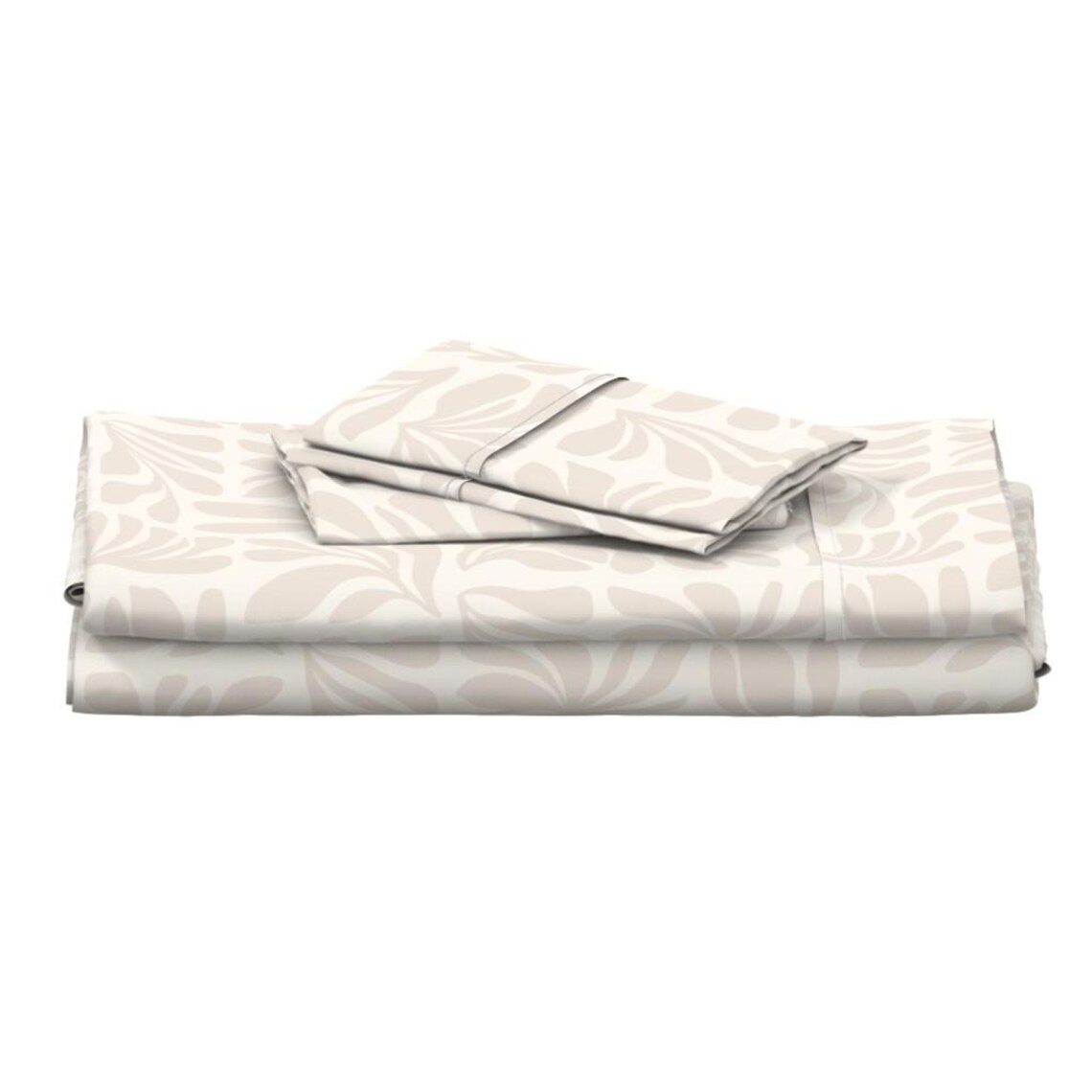 Modern Leaves Sheets - Leafy Gallery Cream by Amysuther - Monochrome ...