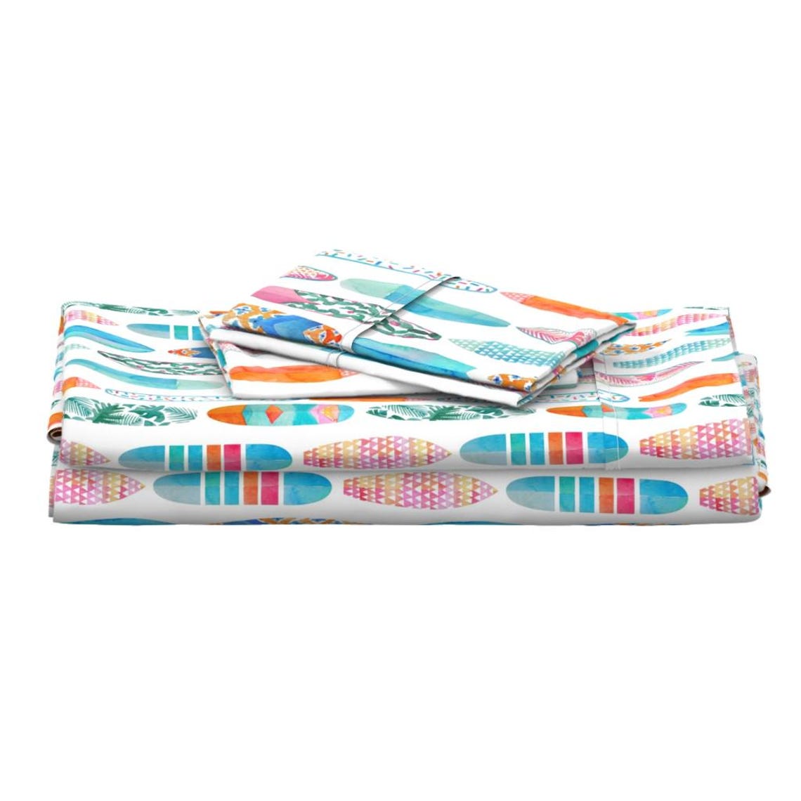 Watercolor Surfboard Sheets - Surfboards by Tasiania - Tropical Summer ...