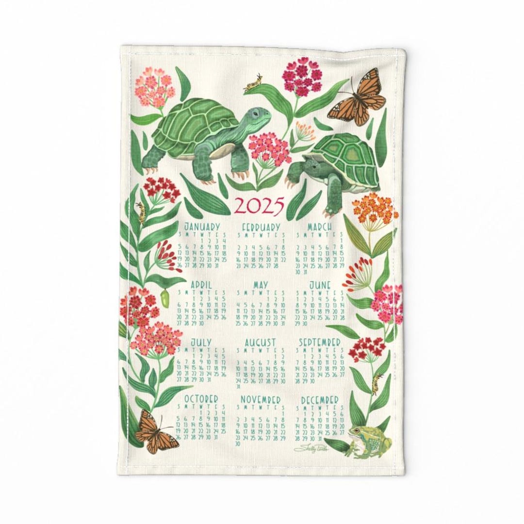 2025 Calendar Tea Towel - Garden Friends by Shellypenko - Garden ...