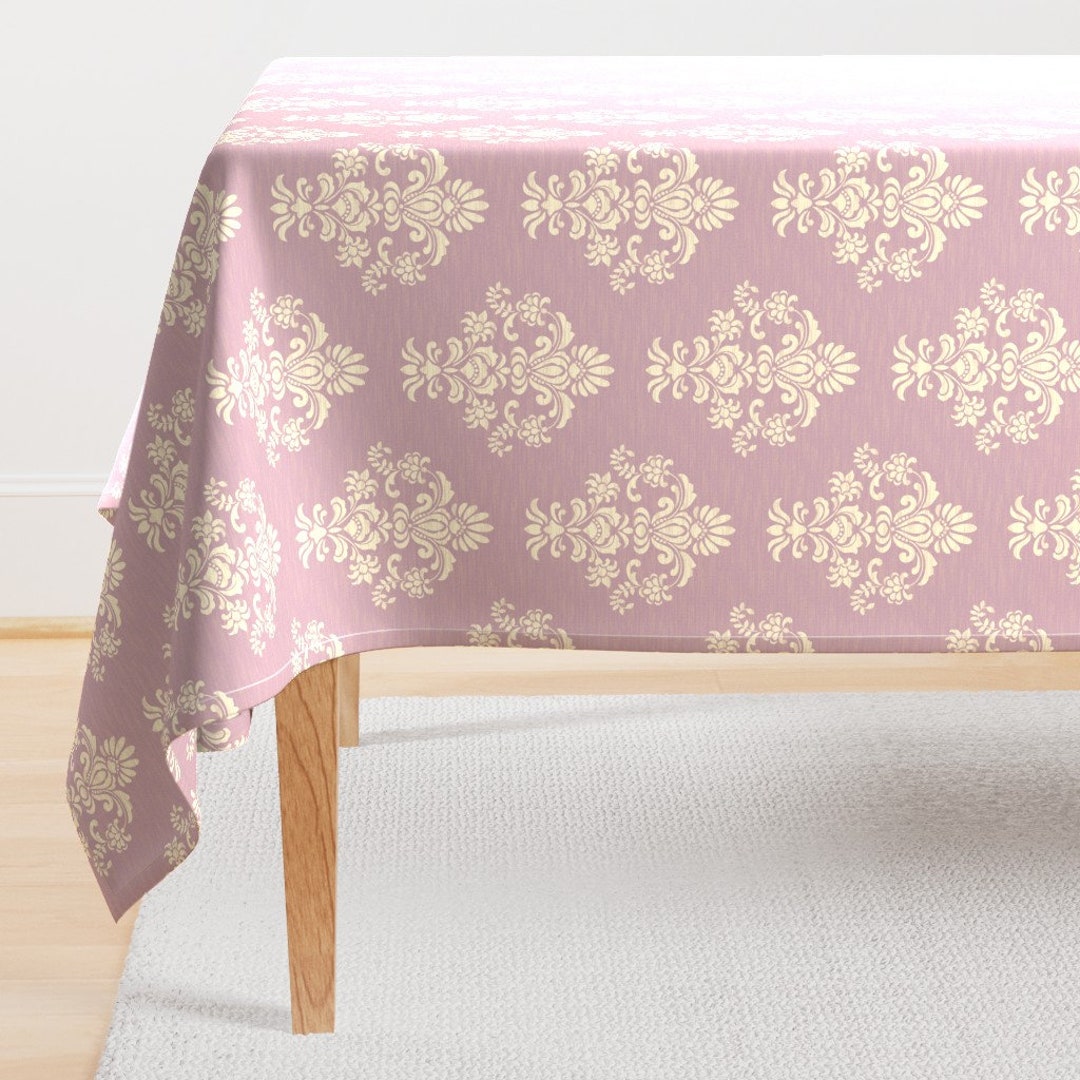 Mauve Damask Tablecloth Mauve Damask by Barbarapixton Ivory and Purple ...
