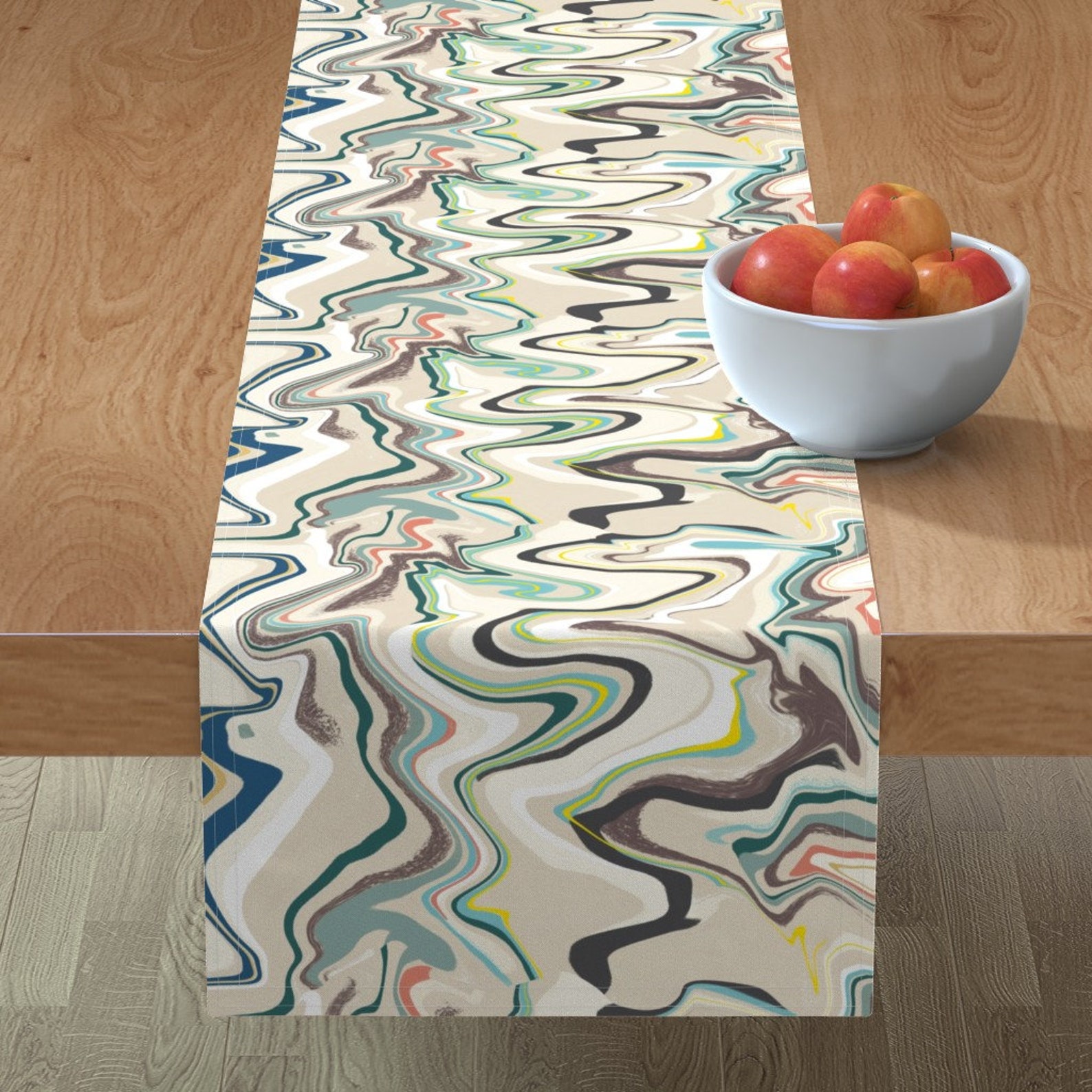 Modern Table Runner Marbled Marbles by Enariyoshi Geology - Etsy