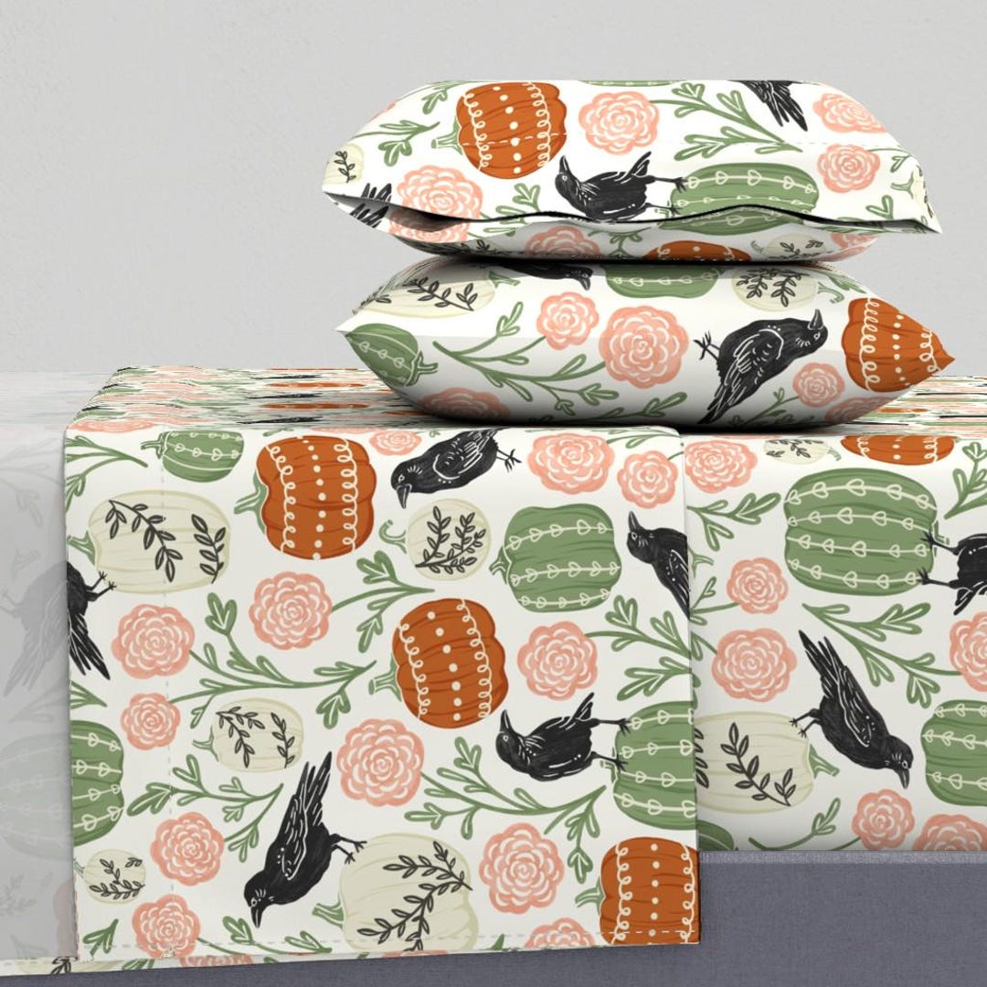 Cute Halloween Sheets - Country Crows by Sarahdcreates - Pastel Floral ...