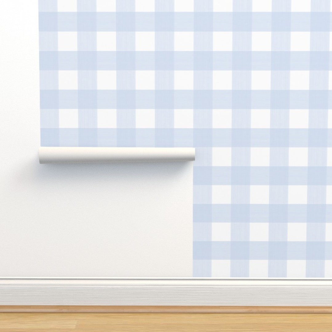 Baby Blue Check Non-pasted Wallpaper - Buffalo Plaid Soft Blue by ...