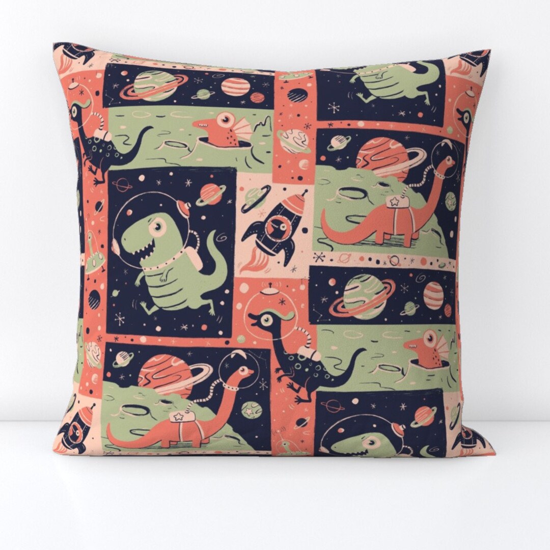 Space Throw Pillow - Space Dinos by Monika_suska - Dinos Dinosaur ...